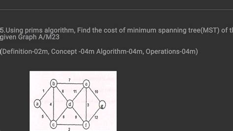 5using Prims Algorithm Find The Cost Of Studyx