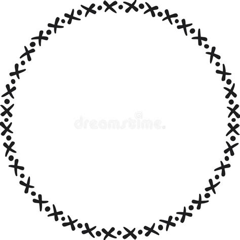 Circular Border With Small X S And Circles Stock Vector Illustration Of Simplicity Liner