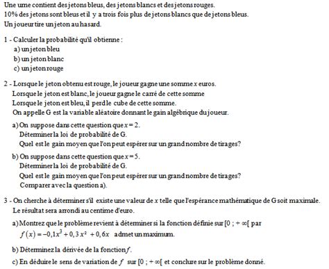 Exercices Corrigés Sur Les Variables Aléatoires En Premières Es Et L
