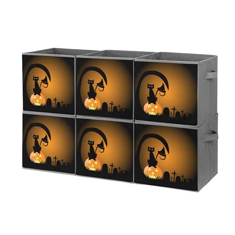 Bybiment 6pcs Fabric Storage Cubes Halloween Graveyard Cube Storage