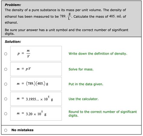 Problem The Density Of A Pure Substance Is Its Mass Per Unit