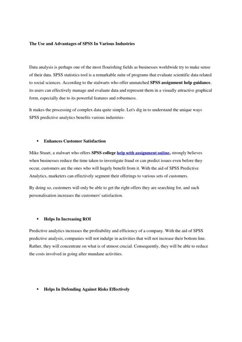 Ppt The Use And Advantages Of Spss In Various Industries Powerpoint Presentation Id 11618693