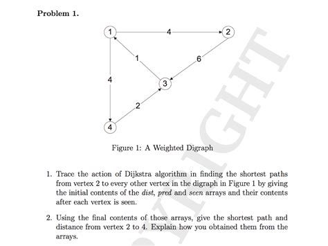 Solved Problem 1 4 2 6 4 3 2 4 Figure 1 A Weighted Digraph
