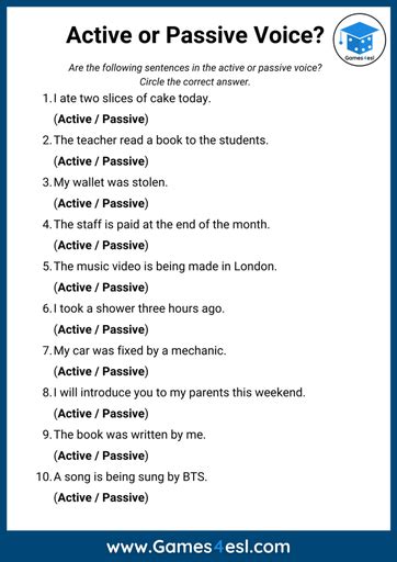 The Active And Passive Voice English Grammar Class 7 Pdf Download