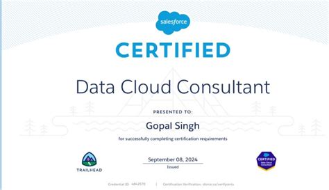 Gopal Singh On Linkedin Salesforce Certification Datacloud