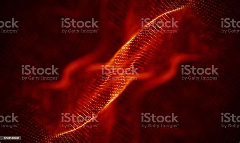 추상적 빨간색 기하학적 배경 연결 구조입니다 과학 배경 미래 기술 Hud 요소 점과 선을 켜고 있습니다 빅 데이터 시각화 및