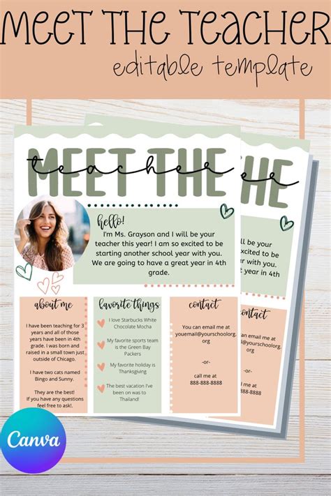 Lifetime Access Meet The Teacher Digital Template Editable Template