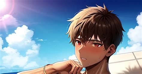 筋肉 夏の日にプールに入る白水着のイケメン男子 Noiのイラスト Pixiv