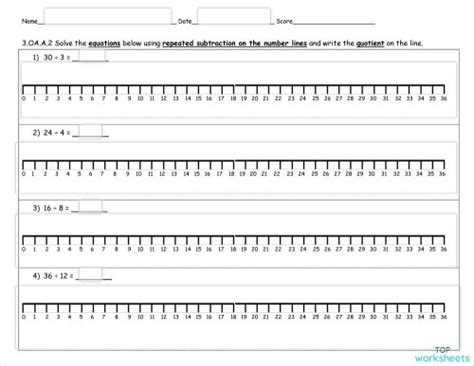 Division Using A Number Line 2 Interactive Worksheet Topworksheets
