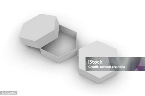 선물 아이템 및 브랜딩 3d 렌더링 일러스트를 위한 빈 육각형 종이 하드 박스 모형에 대한 스톡 사진 및 기타 이미지 모형 상자 육각형 Istock