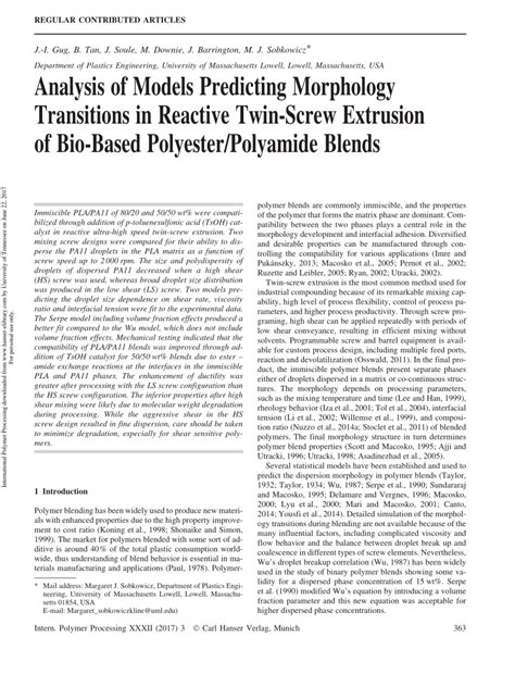 Pdf Analysis Of Models Predicting Morphology Transitions In Reactive