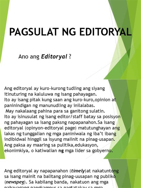 Halimbawa Ng Isang Editoryal Sample Script Sa Pagsula