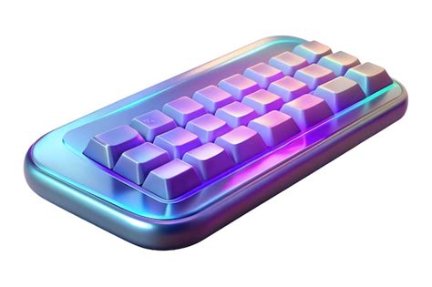 Futuristic Holographic Keyboard On Floating Surface Emitting Soft Glowing Light Technology