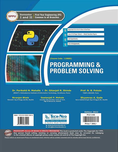 Amazon In Buy Programming And Problem Solving For Sppu Sem And F E Common To All Branches
