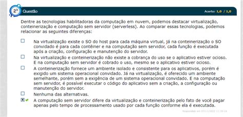 Simulado Estácio ComputaÇÃo Em Nuvem E Web Services Em Linux