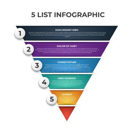 Upside Down Pyramid Infographic Element With 5 List Options Levels