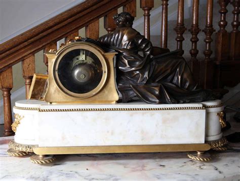 Fine French Neoclassical Marble And Gilt Bronze Ormolu Mantel Clock For
