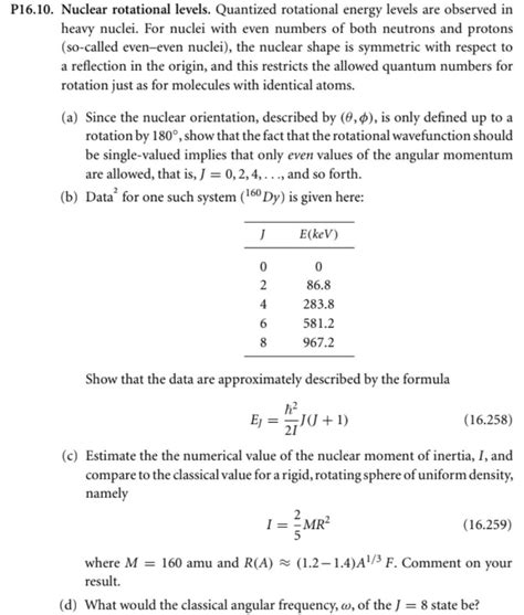 Solved 1610 Nuclear Rotational Levels Quantized
