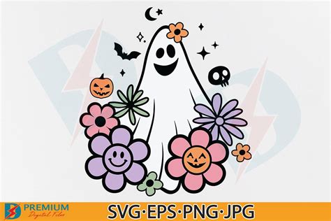 Retro Floral Ghost SVG Cute Halloween Grafik Von Premium Digital Files