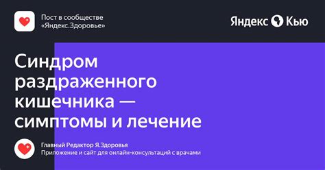 «Синдром раздраженного кишечника — симптомы и лечение — Яндекс Кью