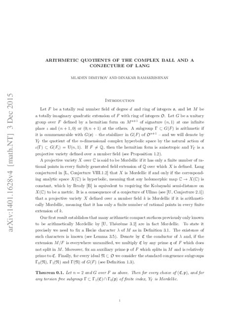 Pdf Compact Arithmetic Quotients Of The Complex