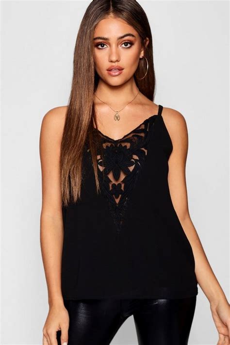 Plunge Lace Mesh Insert Cami Boohoo