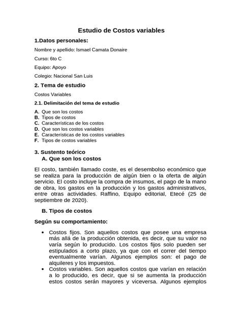 Costos Variables Pdf Costos Variables Pdf