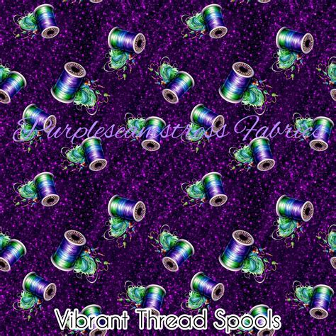 Vibrant Thread Spools Purpleseamstress Fabric