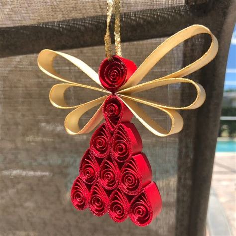 Paper Quilled Art Glittered Angel Ornament Christmas Ornament Angel
