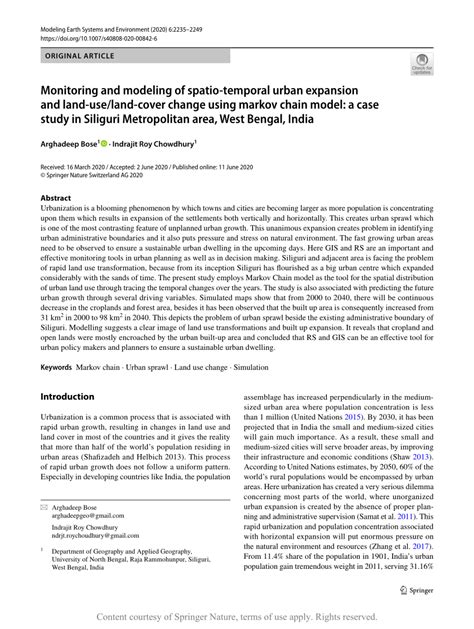 Pdf Monitoring And Modeling Of Spatio Temporal Urban Expansion And