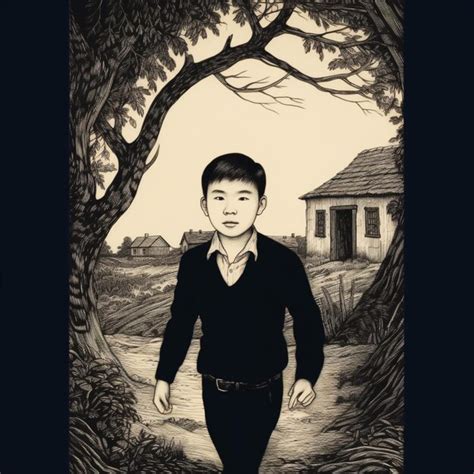 Premium Ai Image There Is A Drawing Of A Boy Walking Down A Path