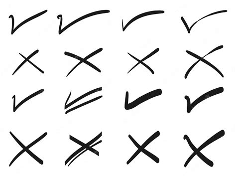 Premium Vector Doodle Set Of Check Marks And Wrong Marks False And