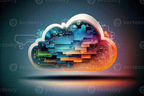 Cloud Computing Technology Concept Background Digital Illustration
