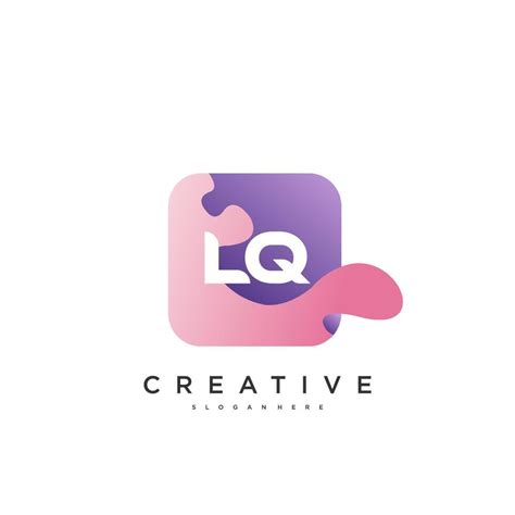 Lq Initial Letter Logo Icon Design Template Elements With Wave Colorful