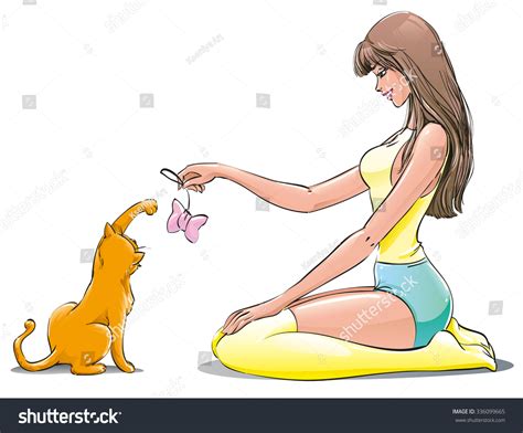 Cat Sitting On Lap Stock Illustrations Images Vectors Shutterstock