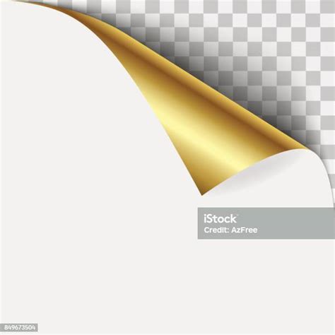 골드 페이지 코너 껍질은 접힌된 스티커 종이의 빈 시트입니다 벡터 일러스트 레이 션 스티커 껍질은 흰색 배경에 고립 된 광고 및 프로 모션 메시지 가격표에 대한 스톡 벡터