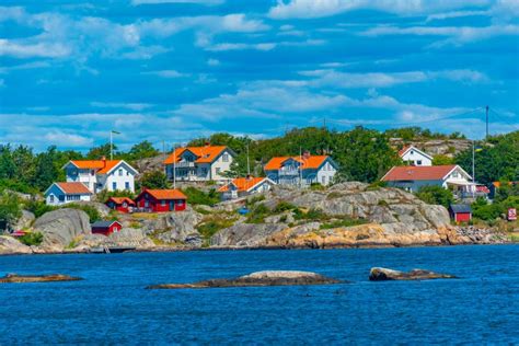 Timber Houses At Islands Of Gothenburg Archipelago Sweden Stock Image