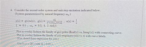 Solved Consider The Second Order System And Unit Step Chegg Com