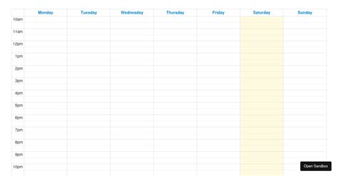 React Week Scheduler Examples Codesandbox