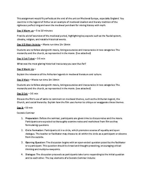 Monty Python Medieval Unit Full Lesson By Mr Brown From Florida