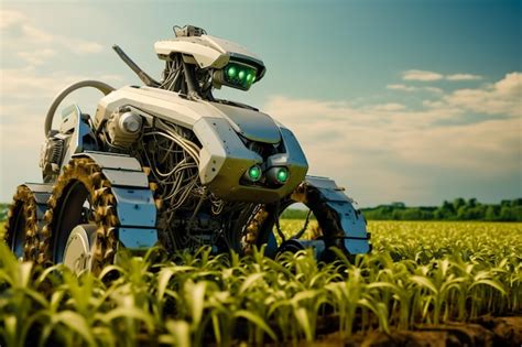 premium ai image robot farmers agriculture technology farm