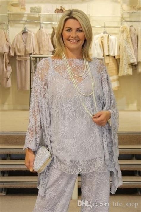 2017 Plus Größe Mütter Hose Anzüge Spitze Sheer Jewel Ausschnitt Für Hochzeit Gast Mutter de