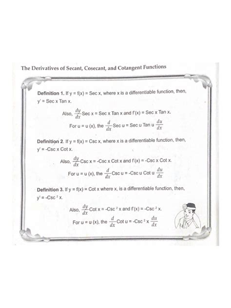 The Derivatives Of Secant Cosecant And Cotangent Functions Pdf