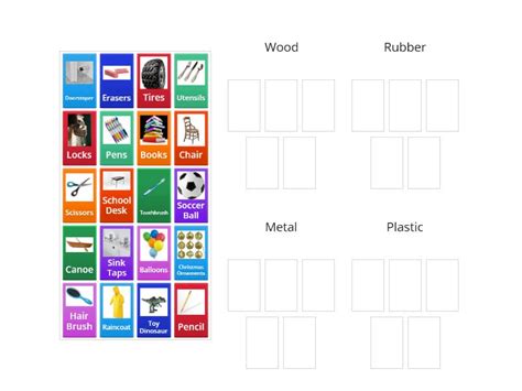 Match The Objects With Materials Group Sort