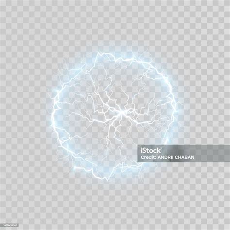 투명한 진한 파란색 배경에 공 번개 벡터 일러스트 레이 션 짙은 푸른 하늘에서 추상적 인 전기 번개가 치는 경우 가벼운 플래시 천둥 불꽃 건강관리와 의술에 대한 스톡 벡터