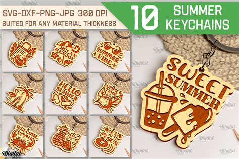 Summer Keychains Laser Cut Bundle · Creative Fabrica