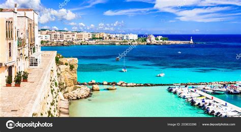 Otranto Beautiful Coastal Town Puglia Turquoise Sea Panoramic View