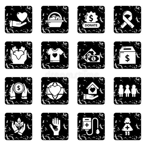 Los Iconos De La Caridad Fijaron Vector Del Grunge Ilustración Del
