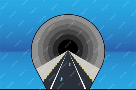 수중 고속도로 터널 벡터 일러스트 레이 션입니다 프리미엄 벡터