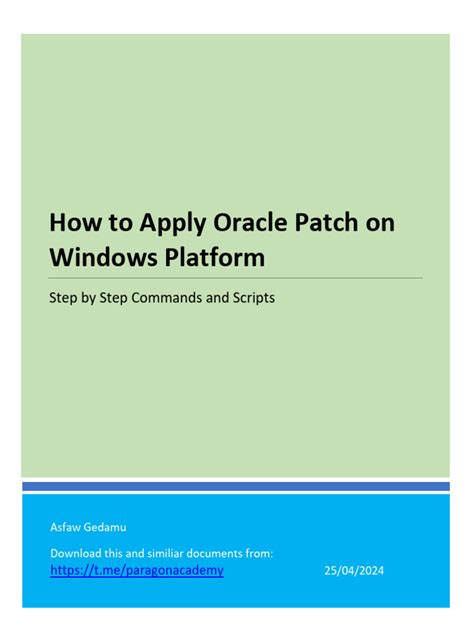 how to apply oracle patch on windows platform pdf databases